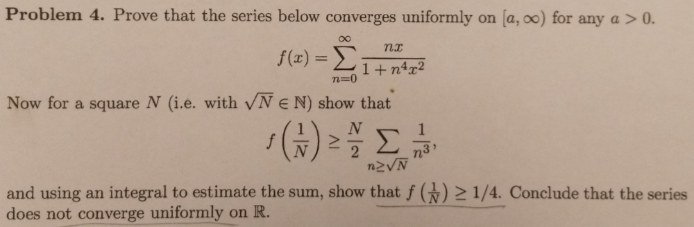 Solved Prove that the series below converges uniformly on | Chegg.com