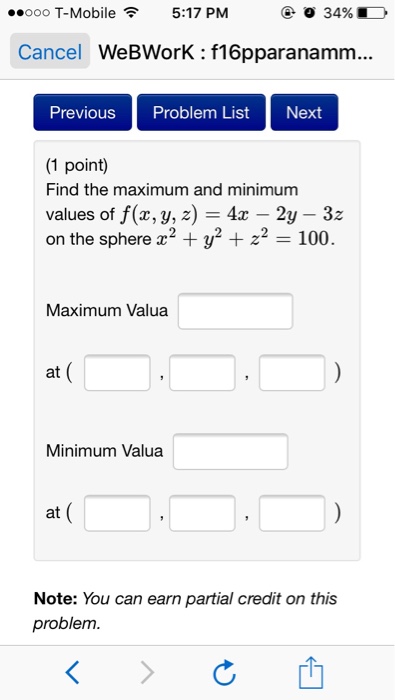 Solved Find the maximum and minimum values of f(x, y, z) = | Chegg.com