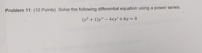 Solved Problem 11: (10 Points) Solve the following | Chegg.com