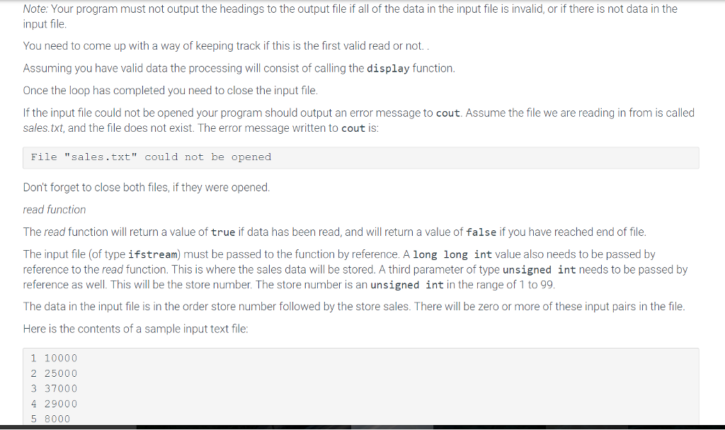 Solved In this program you will be reading sales information | Chegg.com