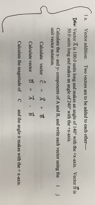 Solved Vector addition: Two vectors are to be added to each | Chegg.com
