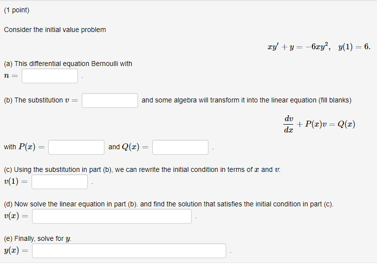 Solved 1 point) Consider the initial value problem (a) This | Chegg.com