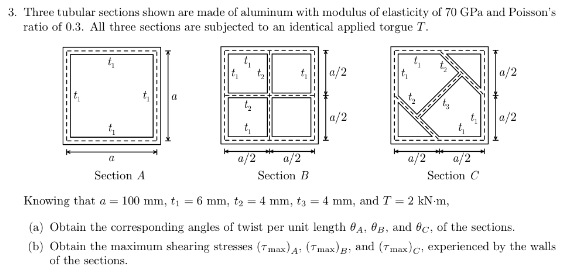 3. Three tubular sections shown are made of aluminum | Chegg.com