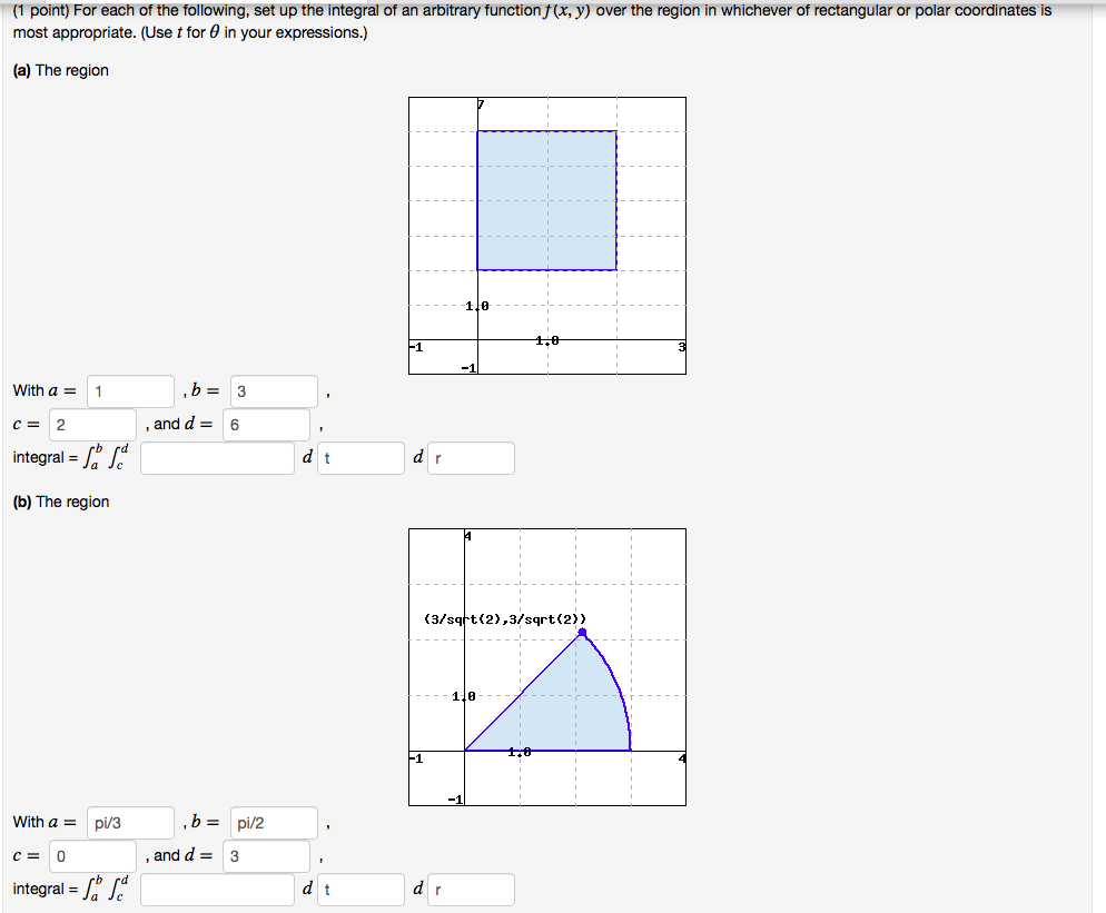 Solved x,y) over the region in whichever of rectangular or | Chegg.com
