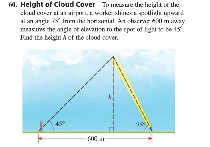 Solved Height Of Cloud Cover To Measure The Height Of The