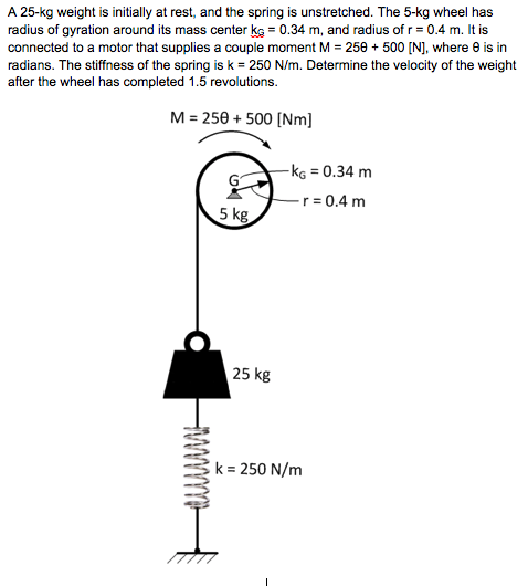 Solved A 25-kg weight is initially at rest, and the spring | Chegg.com