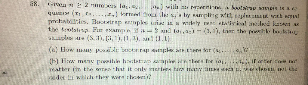Solved 58. Given n 2 2 numbers (a1, a2 ,am) with no | Chegg.com