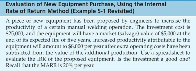 Solved Evaluation of New Equipment Purchase, Using the | Chegg.com