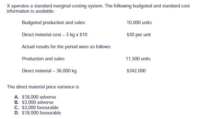 Solved X operates a standard marginal costing system. The | Chegg.com