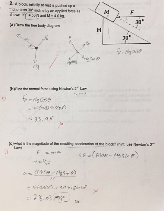 Solved 2. A block, initially at rest is pushed up a | Chegg.com