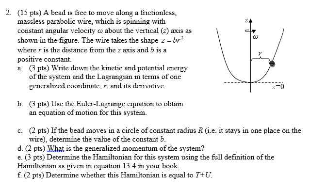 Solved A bead is free to move along a frictionless, massless | Chegg.com