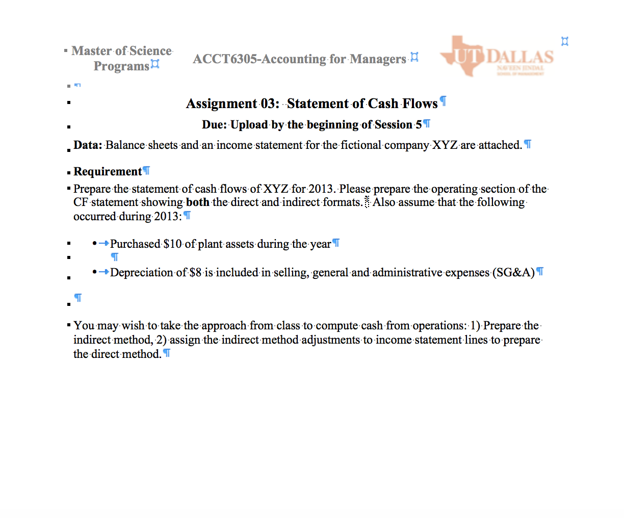 Solved Master of Science Programsa ACCT6305-Accounting for | Chegg.com