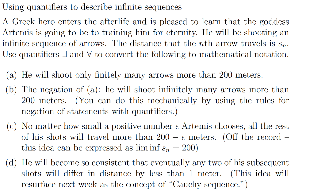 Solved Using quantifiers to describe infinite sequences A G | Chegg.com