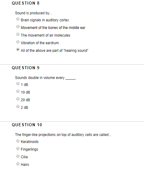 Solved QUESTION 15 Auditory information originates from th.. | Chegg.com