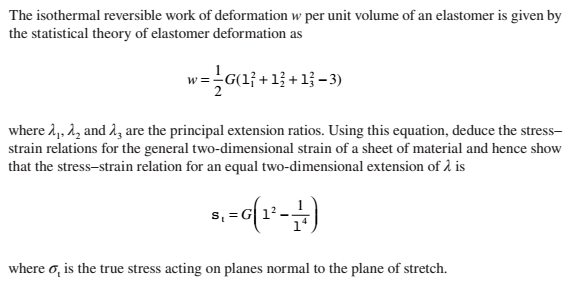 The isothermal reversible work of deformation w per | Chegg.com