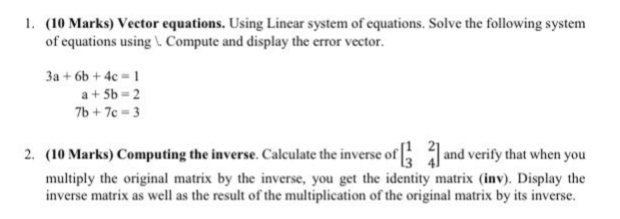 Solved Vector equations. Using Linear system of equations. | Chegg.com
