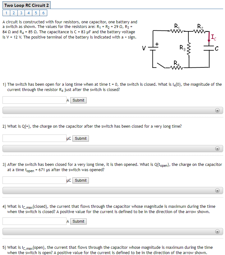 Solved Two Loop RC Circuit 2 1 2 3 45 6 A circuit is | Chegg.com