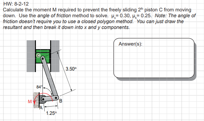 Solved HW: 8-2-12 Calculate the moment M required to prevent | Chegg.com