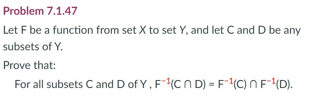 Solved Problem 7.1.47 Let F be a function from set X to set | Chegg.com