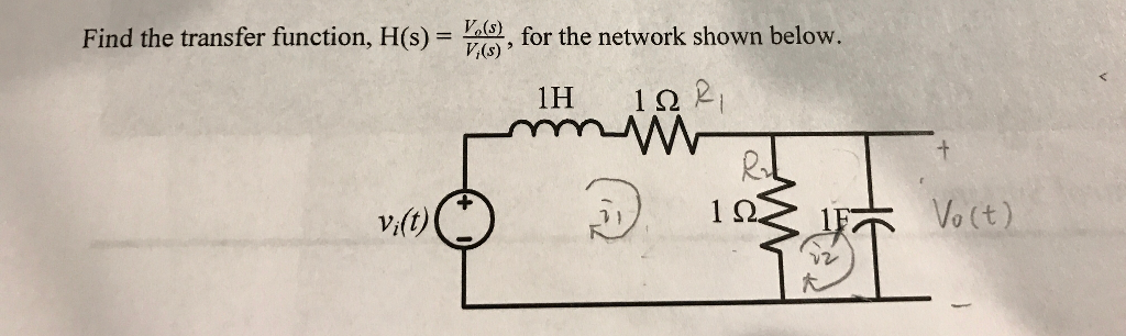 Solved Find the transfer function, H(s) = V_o(s)/V_i(s), for | Chegg.com