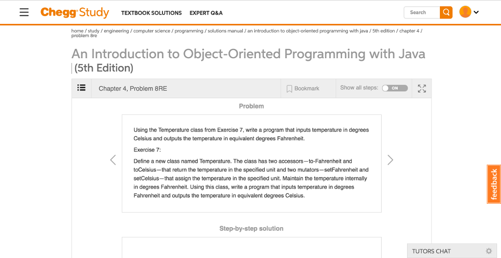 Solved Using the Temperature class from Exercise 7, write a | Chegg.com