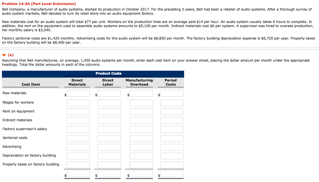 Solved Problem 14-2A (Part Level Submission) Bell Company, a | Chegg.com