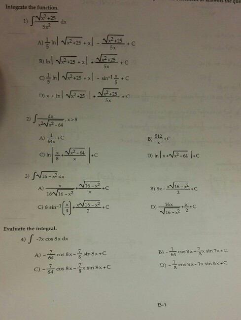 Solved Integrate the function. integral Squareroot x^2 + | Chegg.com