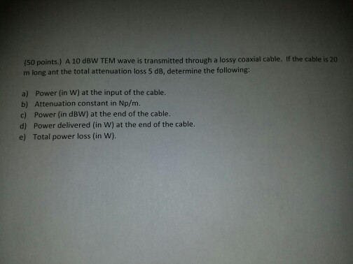 Solved A 10 dBW TFM wave is transmitted through a loss | Chegg.com