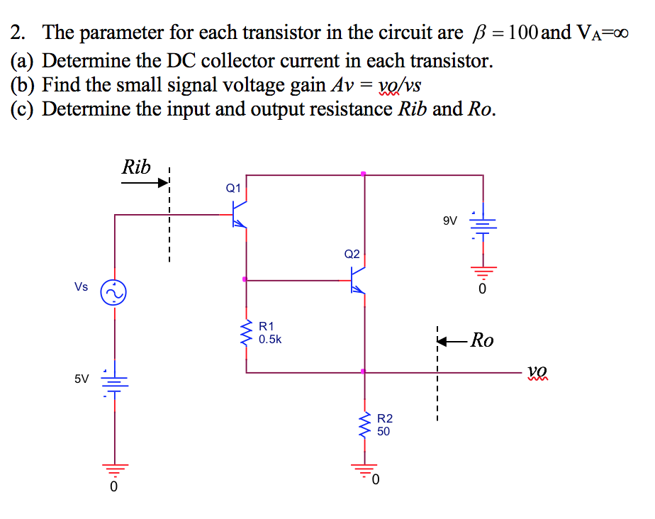 Solved 2. The parameter for each transistor in the circuit | Chegg.com