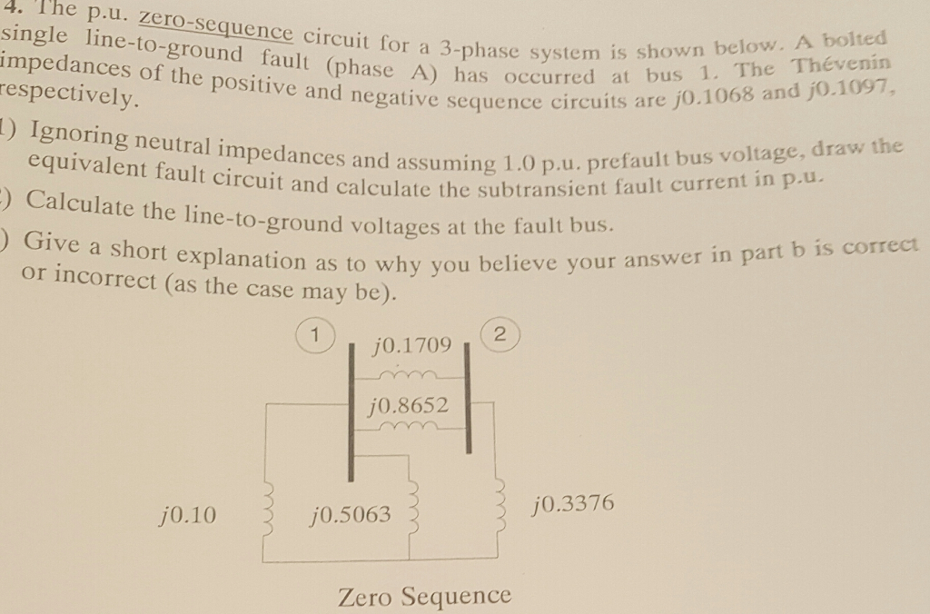 Solved The p u. zero-sequence circuit for a 3-phase system | Chegg.com