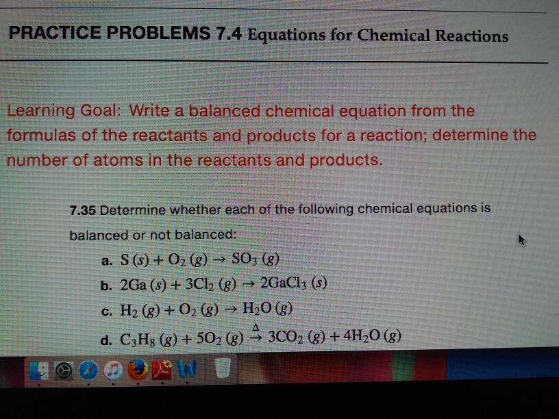 Solved PRACTICE PROBLEMS 7.4 Equations for Chemical | Chegg.com