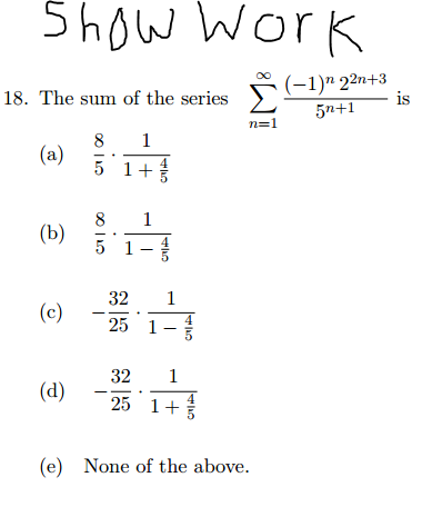 Solved The sum of the series sigma_n=1^infinity (-1)^n | Chegg.com
