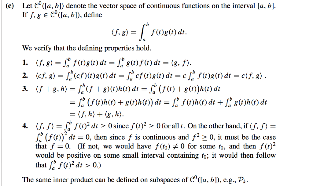 Solved 12. Using the inner product defined in Example 10(c | Chegg.com