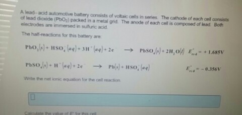 Solved A lead-acid automotive battery consists of voltai | Chegg.com