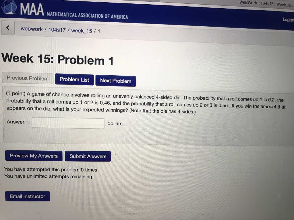 Solved A game of chance involves rolling an unevenly | Chegg.com