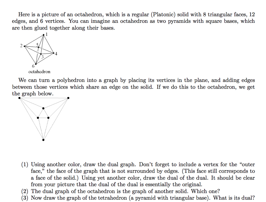 Here is a picture of an octahedron, which is a | Chegg.com