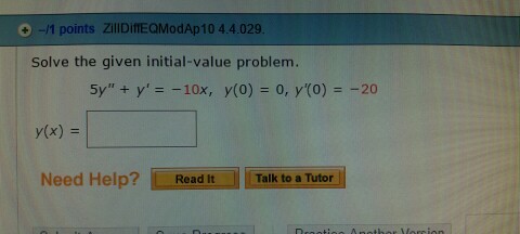 Solved Solve the given initial-value problem. 5y" + y' = | Chegg.com