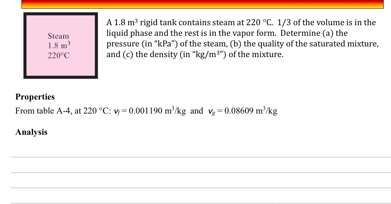 Solved A 1.8 m^3 rigid tank contains steam at 220 degree C. | Chegg.com