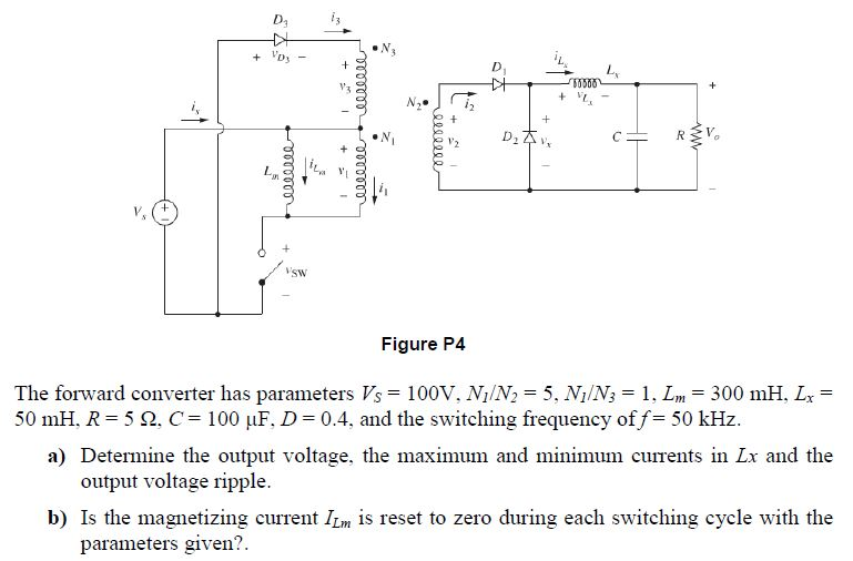 Solved The forward converter has parameters Vs = 100V. | Chegg.com