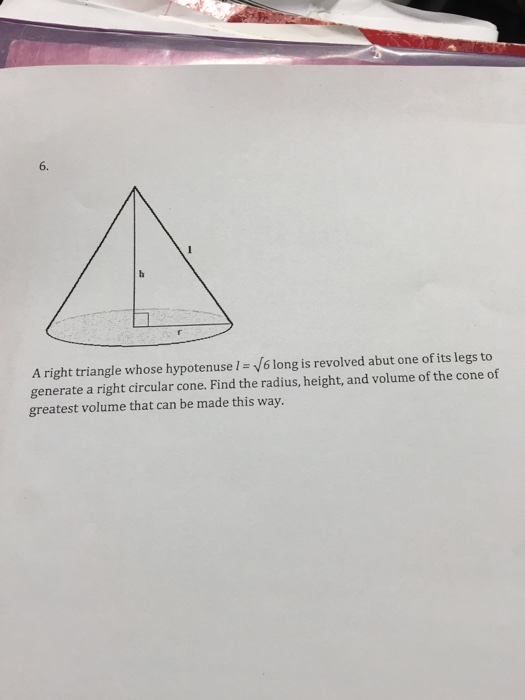 Solved A right triangle whose hypotenuse i = squareroot 6 | Chegg.com
