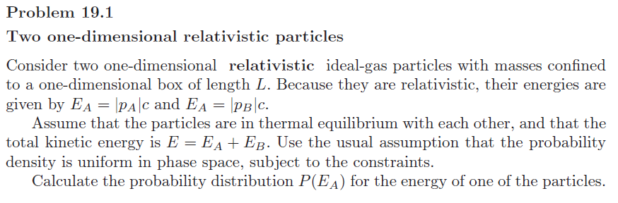 Solved Problem 19.1 Two one-dimensional relativistic | Chegg.com