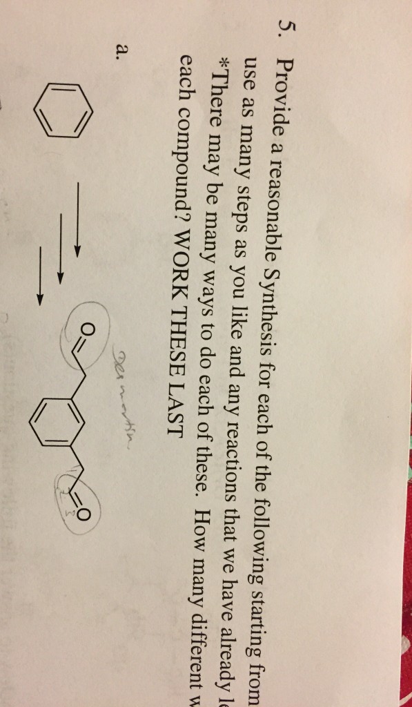 Solved 5. Provide a reasonable Synthesis for each of the | Chegg.com
