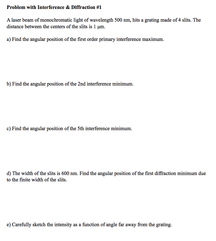 Solved Problem with Interference & Diffraction #1 A laser | Chegg.com
