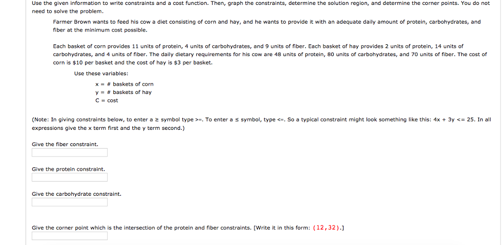 Solved Use the given information to write constraints and a | Chegg.com