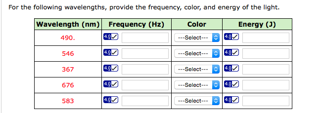 Solved For the following wavelengths, provide the frequency, | Chegg.com