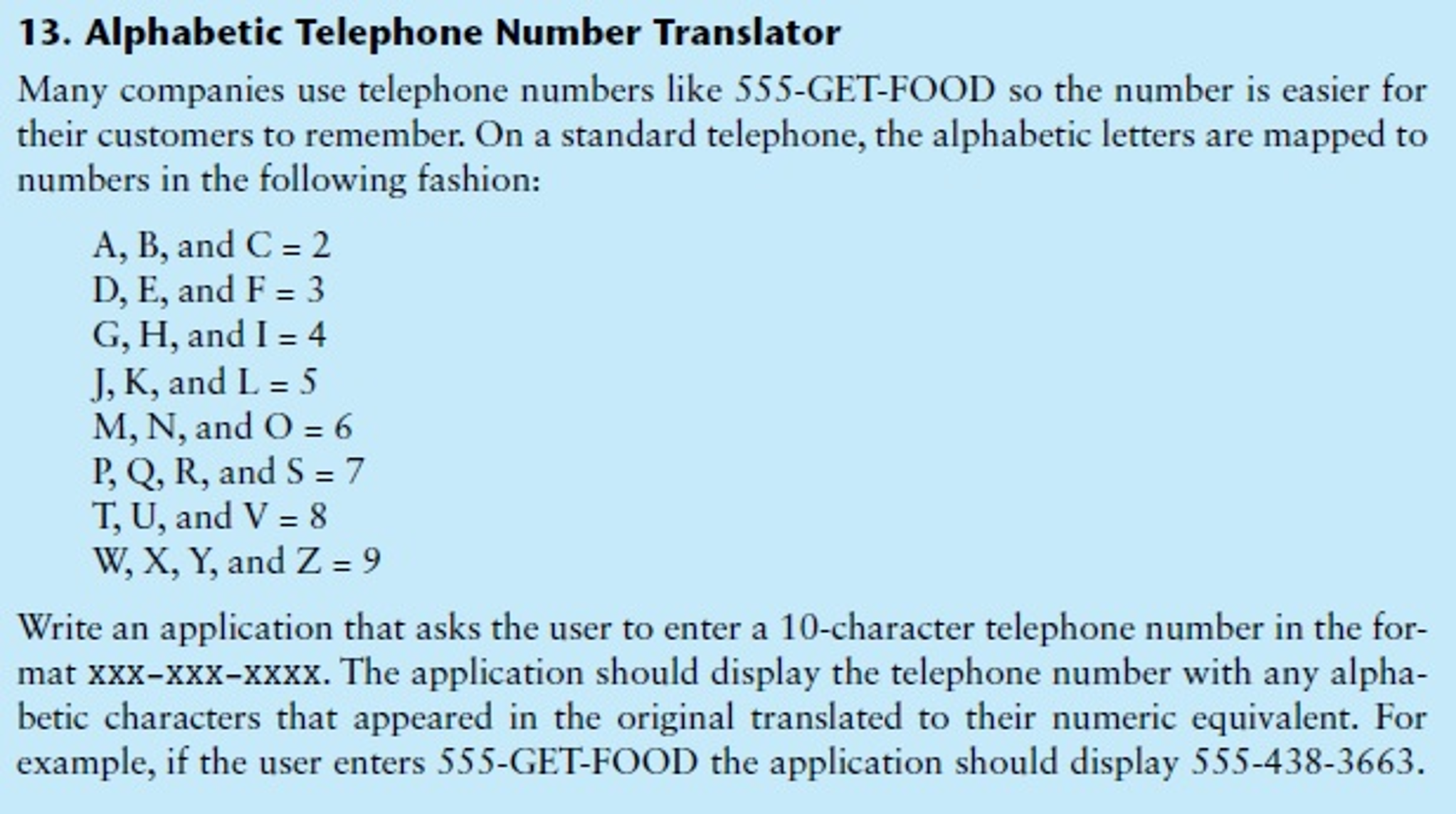Alphabetic Telephone Number Translator Many | Chegg.com