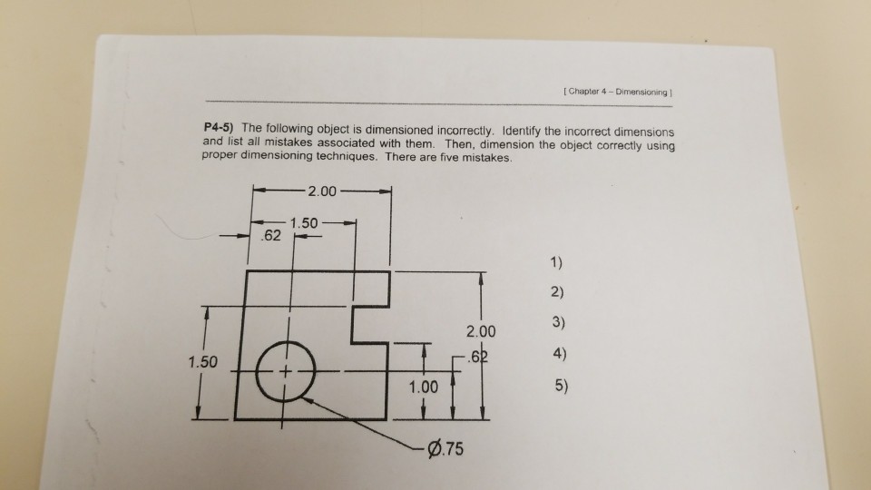 Solved I Chapter 4 - Dimensioning I P4-5) The following | Chegg.com