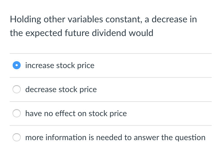 Solved Holding other variables constant, a decrease in the | Chegg.com