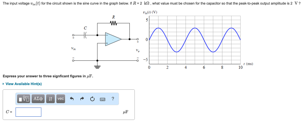 Solved The input voltage vin t for the circuit shown is the | Chegg.com