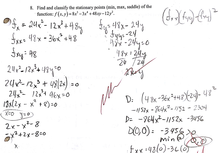 Solved Find and classify the stationary points (min, max, | Chegg.com